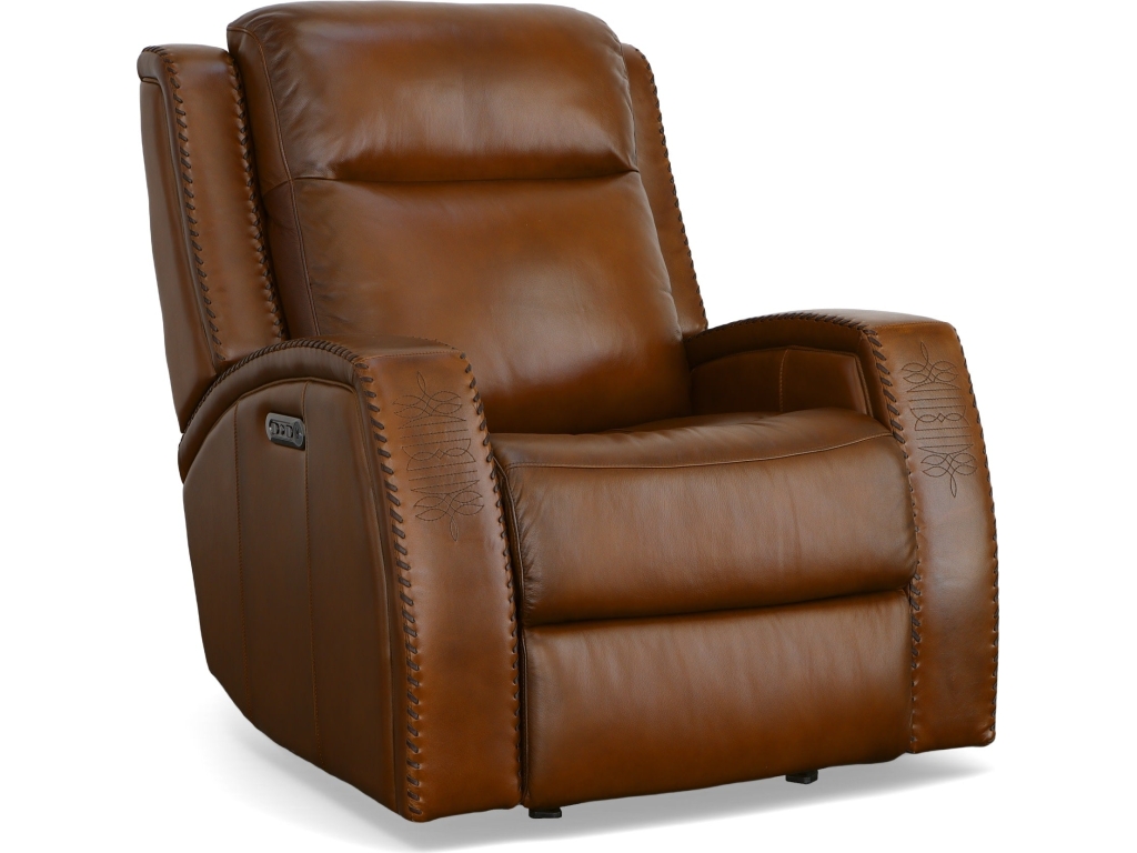 Flexsteel Mustang Rust Leather Power Gliding Recliner with Power ...