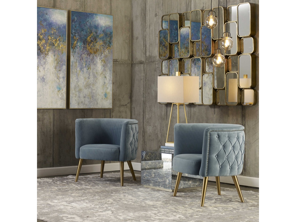 Uttermost Haider Accent Chair, Slate Blue Furniture Living Room Chairs