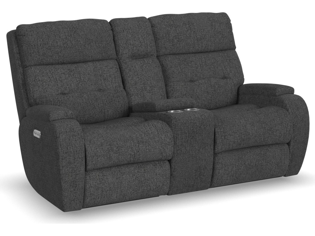 Flexsteel Strait Fabric Power Recliner with Power Headrest & Lumbar ...