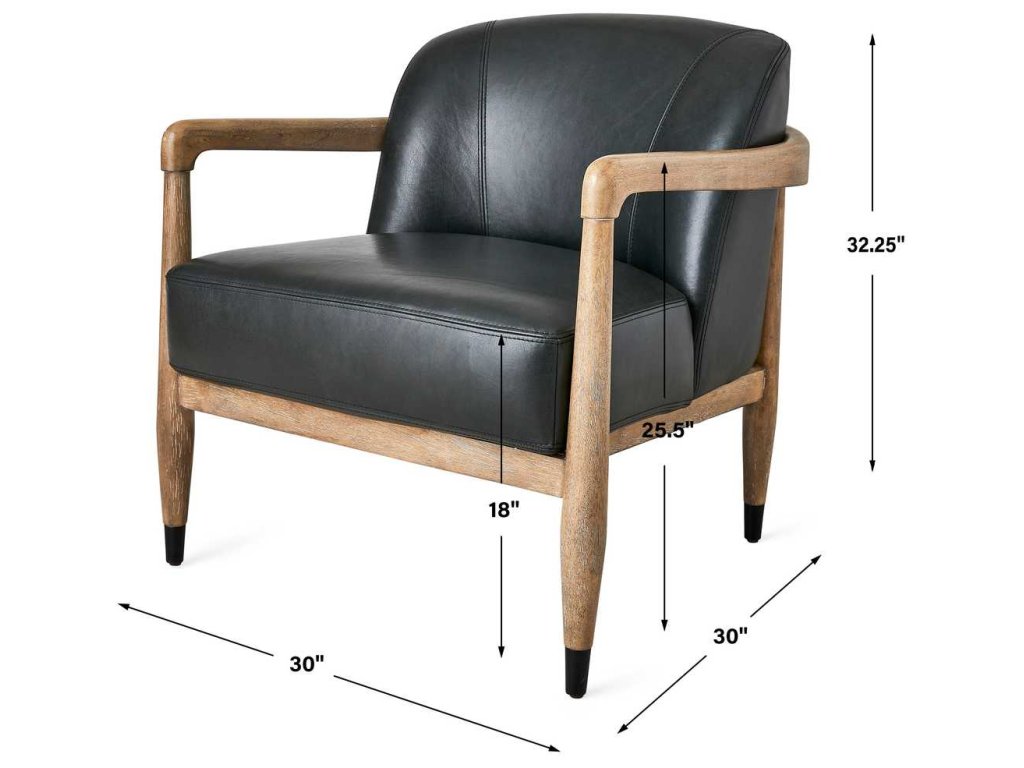 Uttermost June Accent Chair - Black Leather Furniture Living Room Chairs